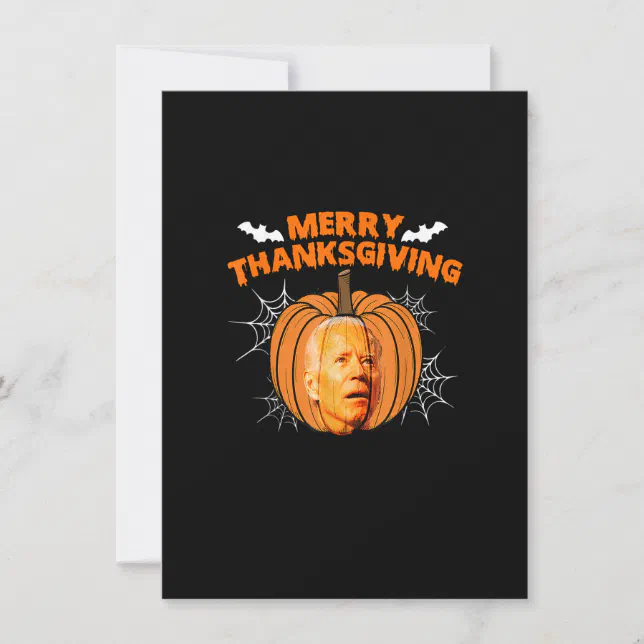 Merry Thanksgiving Confused Joe Biden Cute Pumpkin Invitation | Zazzle