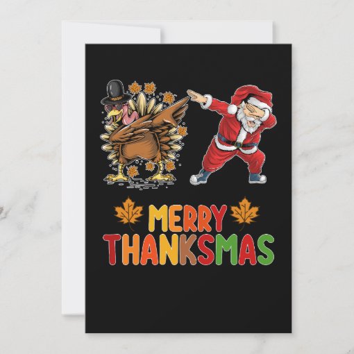 Merry Thanksmas Thanksgiving Fall Christmas Season Invitation | Zazzle