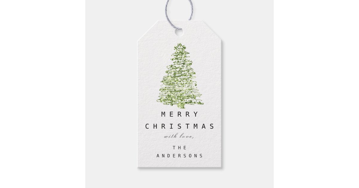 Merry To Name Holiday Christmas Tree Mint Green Gift Tags | Zazzle