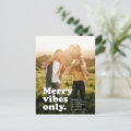 Merry vibes only retro fun photo holiday postcard | Zazzle
