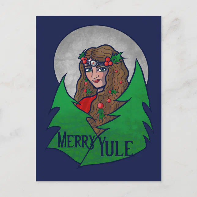 Merry Yule Goddess Art Pagan and Wiccan Yule Postcard | Zazzle