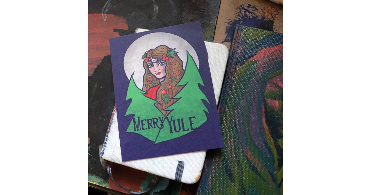 Merry Yule Goddess Art Pagan Postcard | Zazzle