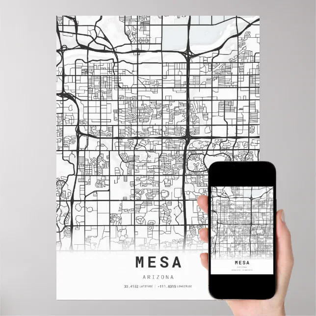 Mesa City Map Poster | Zazzle