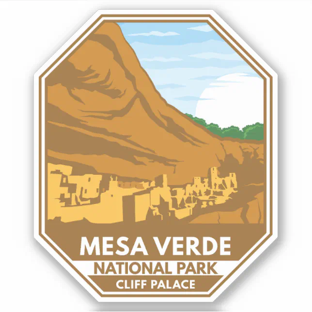 Mesa Verde National Park Cliff Palace Retro Emblem Sticker | Zazzle