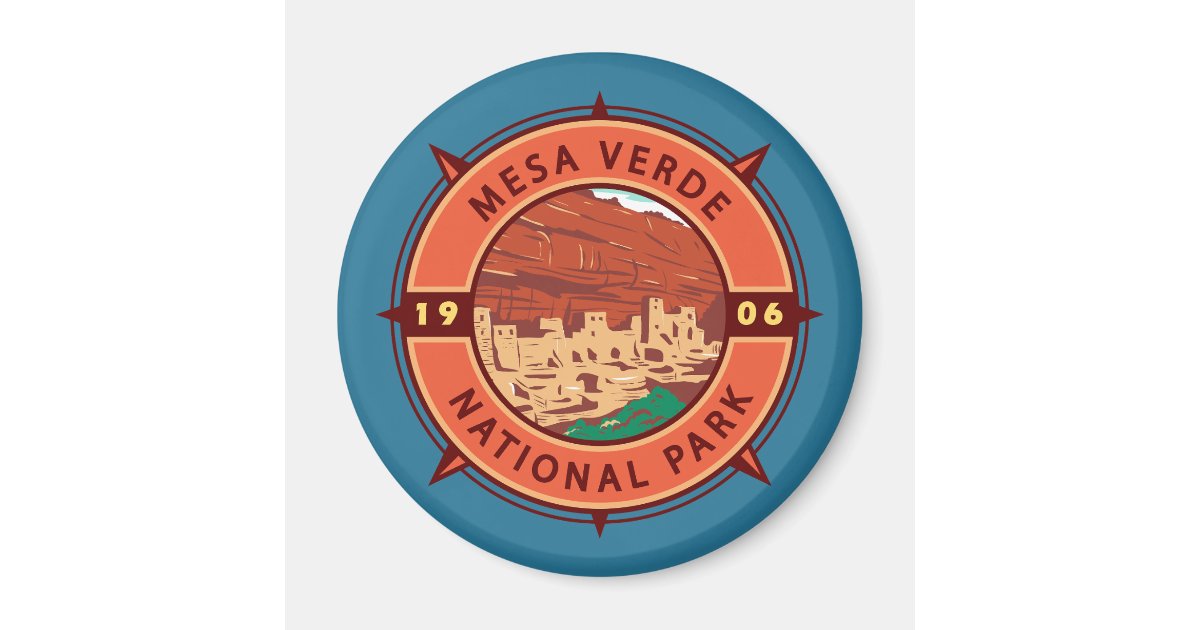 Mesa Verde National Park Retro Compass Emblem Magnet | Zazzle