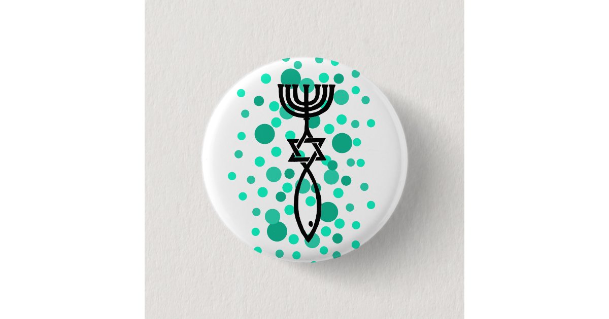Messianic Symbol With Aqua Dots Button | Zazzle