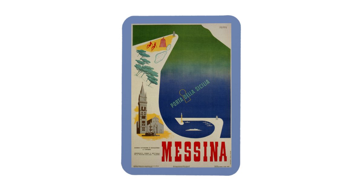 Messina port of Sicily vintage Italian travel ad Magnet | Zazzle