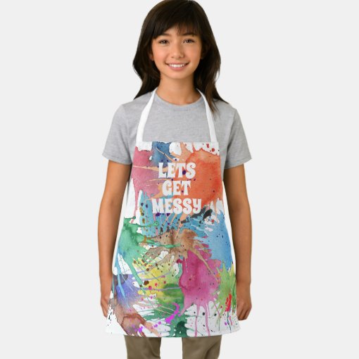 Messy Colorful Paint Drips Painting Smock Apron | Zazzle