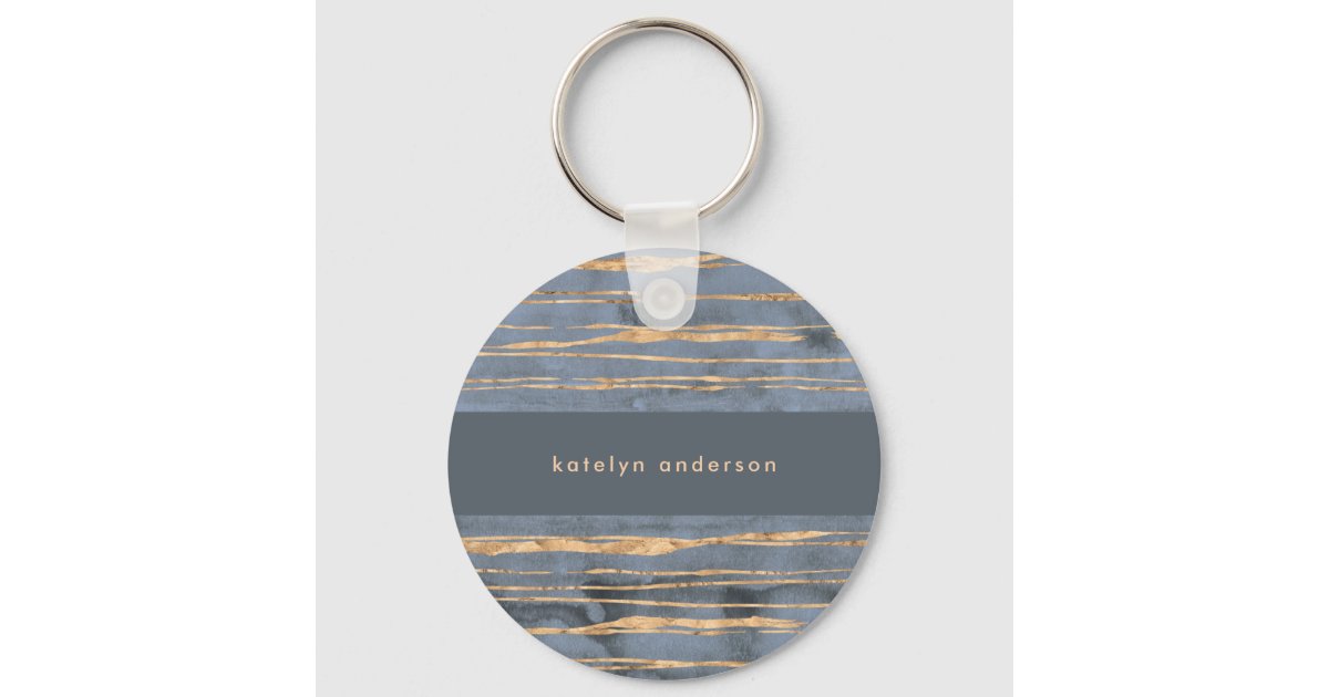 Messy Gold Line | Blue Periwinkle | Professional Keychain | Zazzle