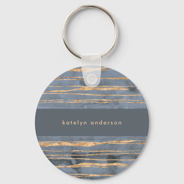 Messy Gold Line | Blue Periwinkle | Professional Keychain | Zazzle