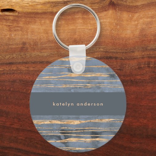 Messy Gold Line | Blue Periwinkle | Professional Keychain | Zazzle
