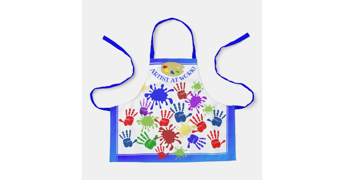 Messy handprints artist at work kids apron | Zazzle