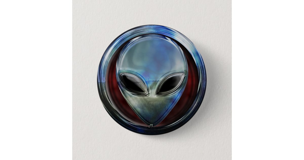 Metal Alien Head 03 Button | Zazzle