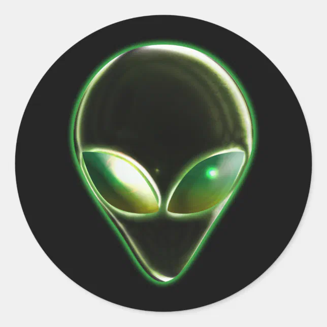 Metal Alien Head 04 Sticker | Zazzle