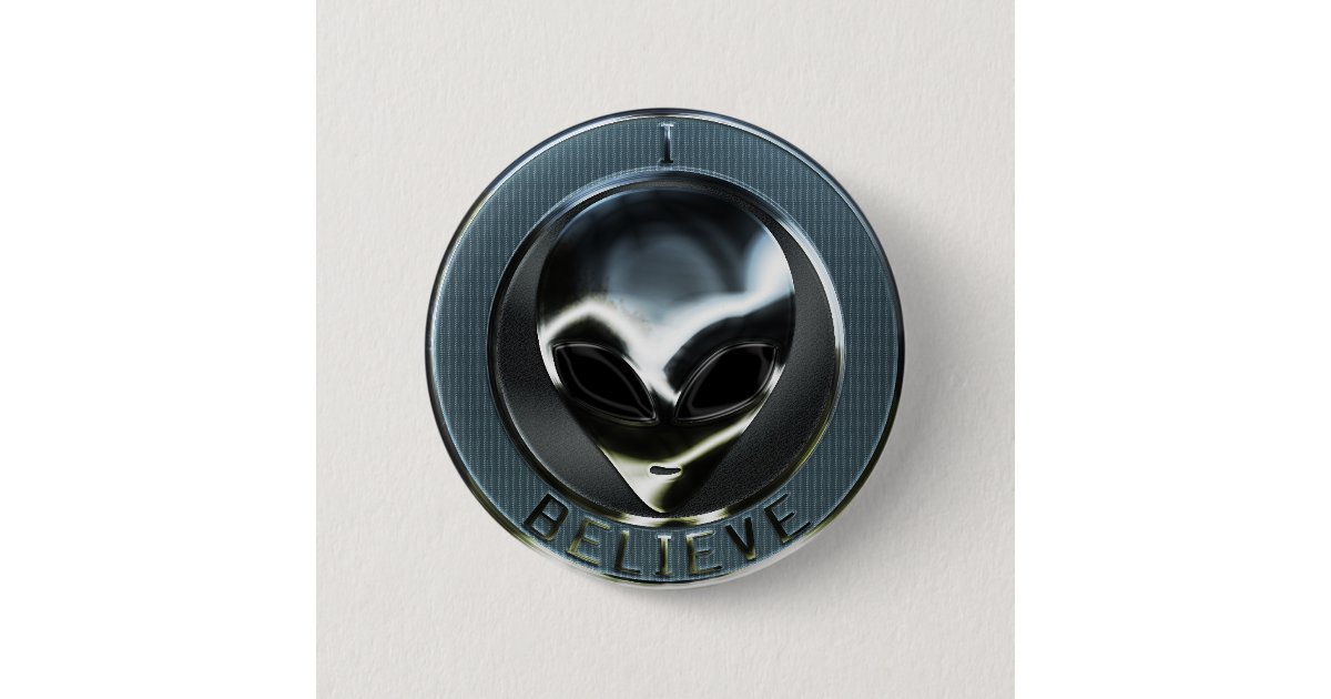 Metal Alien Head 05 Button | Zazzle