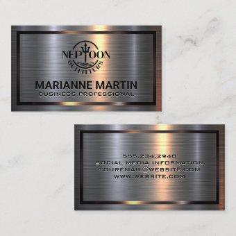 Metal Aluminum Brushed | Metallic Border Business Card | Zazzle