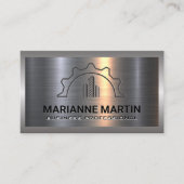 Metal Aluminum Silver Brushed | Construction Logo Business Card | Zazzle