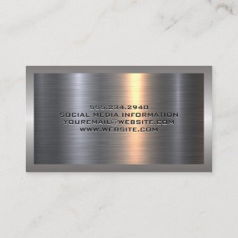 Metal Aluminum Silver Brushed | Industrial Border Business Card | Zazzle