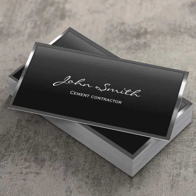 Metal Border Cement Contractor Business Card | Zazzle