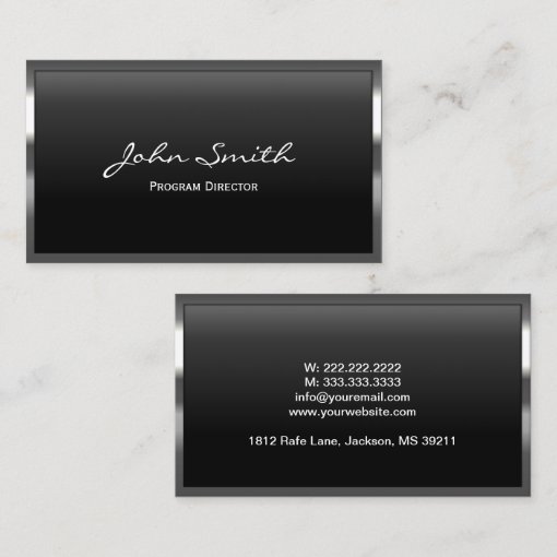 Metal Border Program Director Business Card | Zazzle