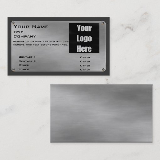 Metal Business Card II -silver- with logo | Zazzle