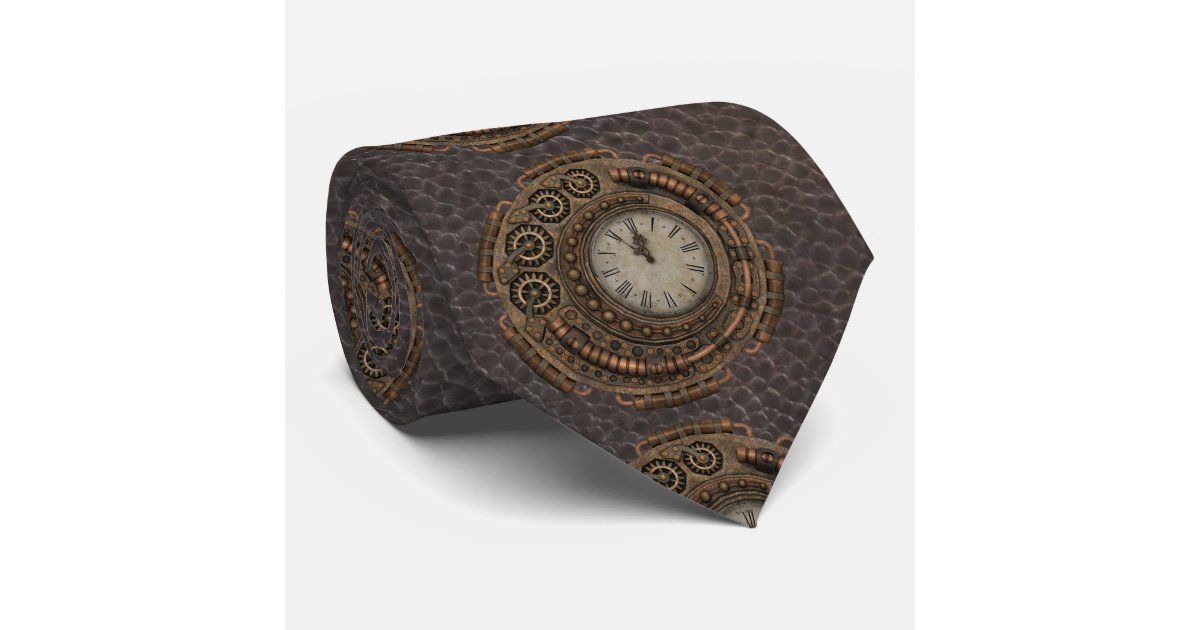 Metal Clock Steampunk Vintage Industrial Neck Tie | Zazzle