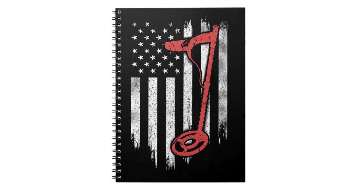 Metal Detecting American Flag Notebook | Zazzle