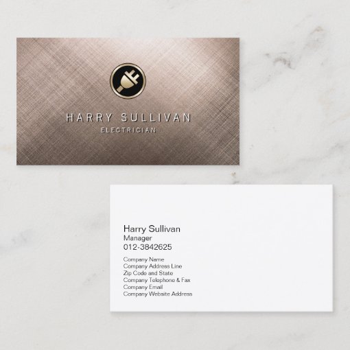 Metal Electric Plug Icon Electrician Business Card | Zazzle