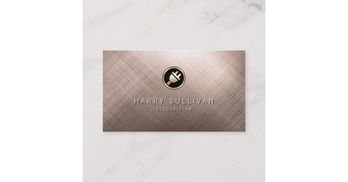 Metal Electric Plug Icon Electrician Business Card | Zazzle