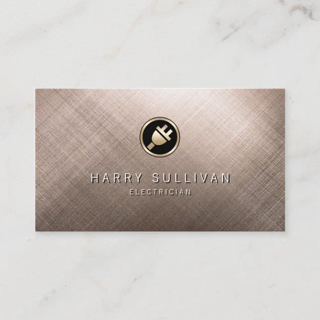 Metal Electric Plug Icon Electrician Business Card | Zazzle