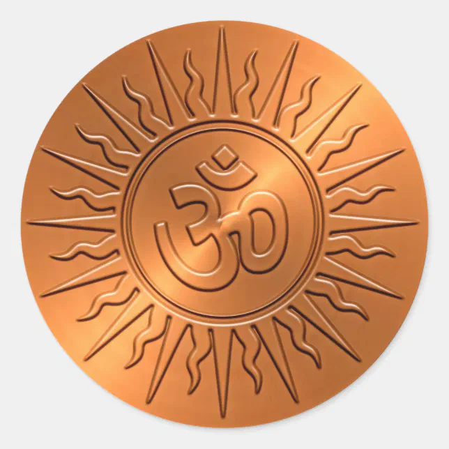Metal Embossed Decorative Om Sign Classic Round Sticker | Zazzle