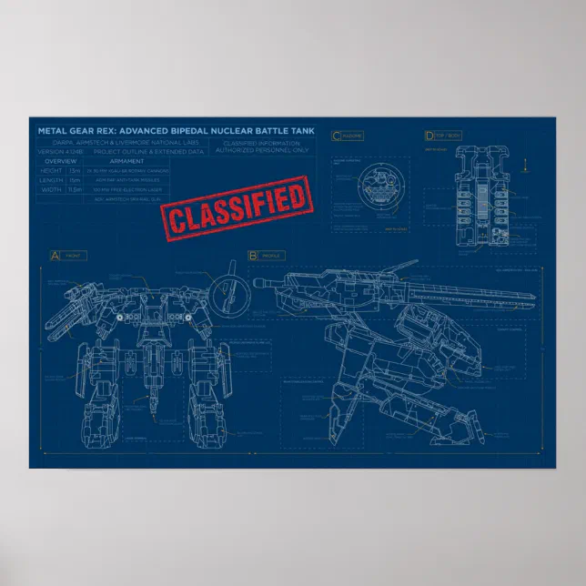 Metal Gear Solid Rex Blueprints Poster | Zazzle