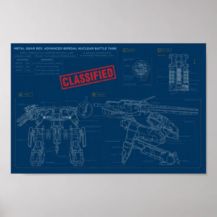 Metal Gear Solid Rex Blueprints Poster | Zazzle