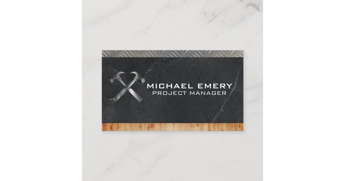 Metal Hammers | Metal | Wood | Steel Business Card | Zazzle