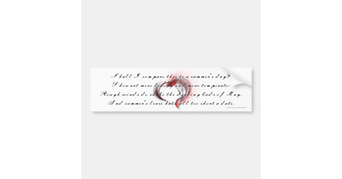 Metal Heart with Shakespeare's sonnet 18 Bumper Sticker | Zazzle