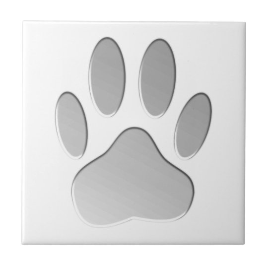 Metal-Look Dog Paw Print Ceramic Tile | Zazzle.com