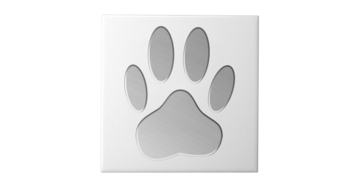 Metal-Look Dog Paw Print Ceramic Tile | Zazzle