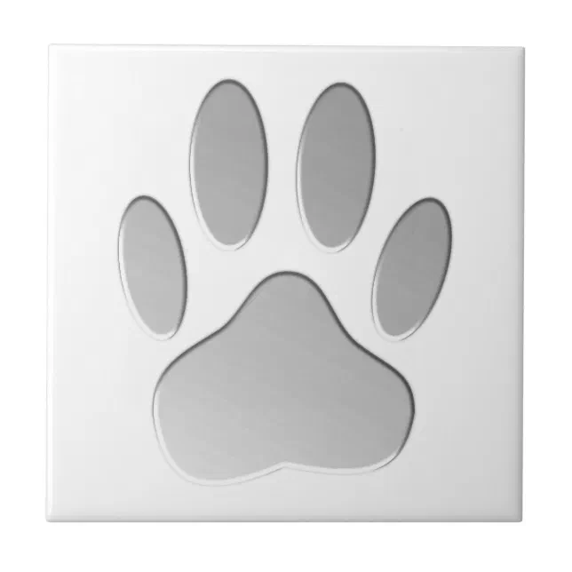 Metal-Look Dog Paw Print Ceramic Tile | Zazzle