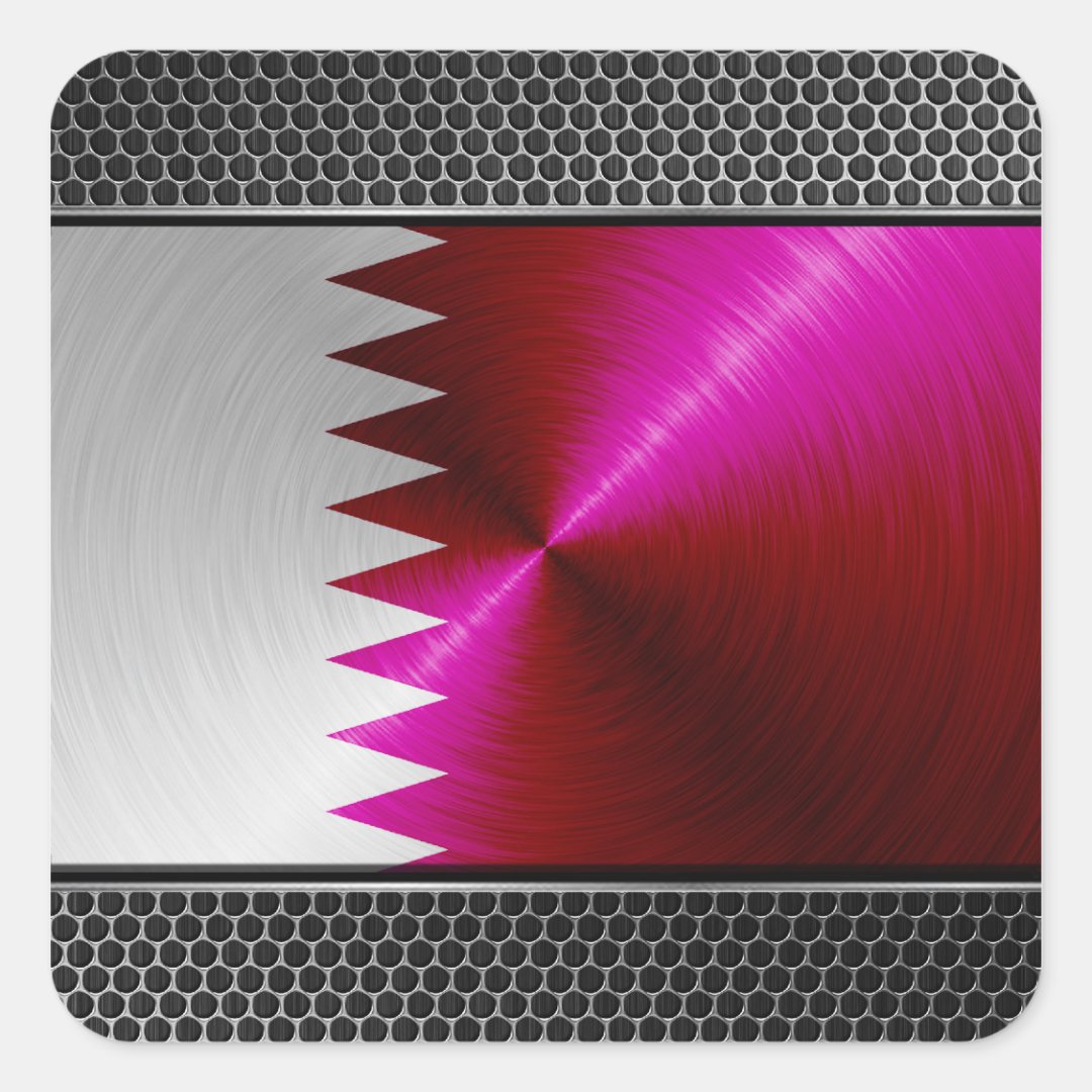Metal-look Qatar Flag Square Sticker | Zazzle