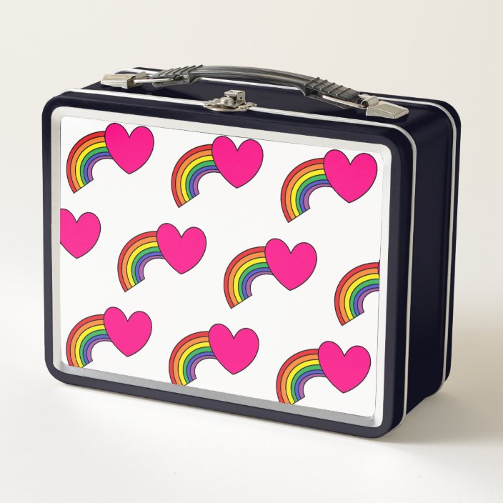 Metal Lunch Box With Rainbows and Pink Hearts | Zazzle.com