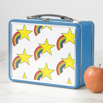 Metal Lunch Box With Yellow Stars and Rainbows | Zazzle