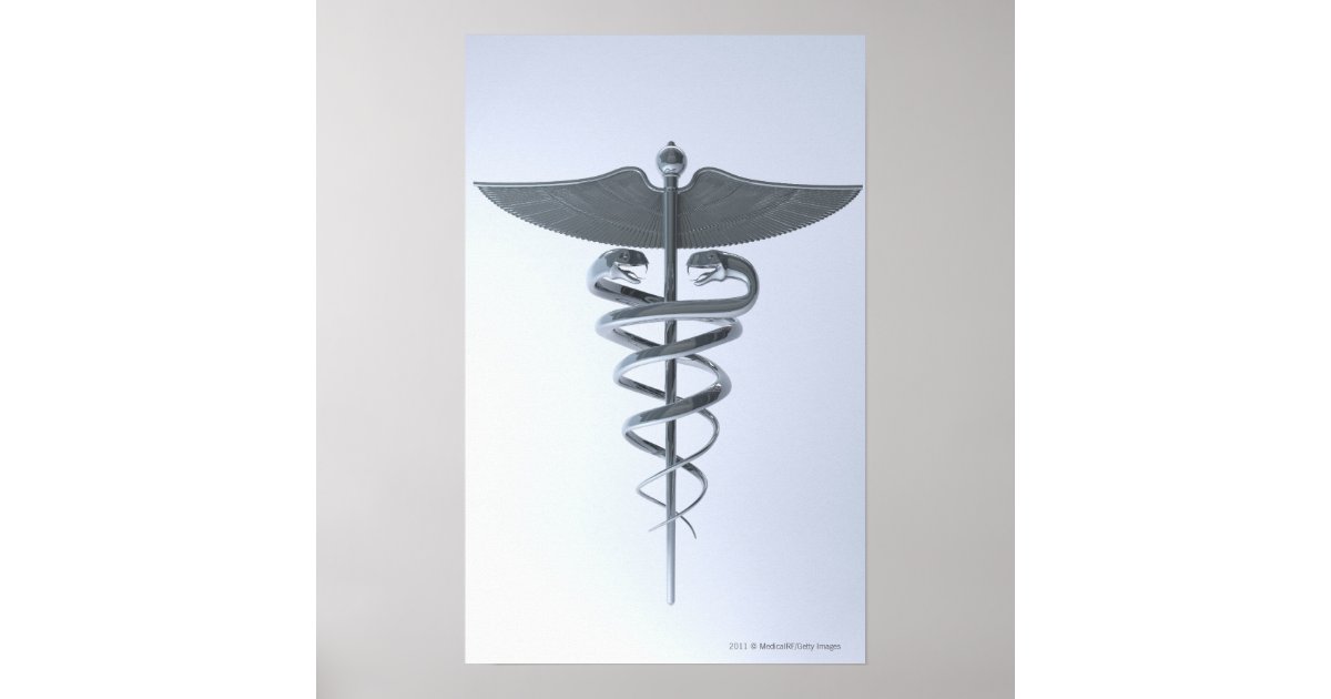 Metal medical caduceus poster | Zazzle