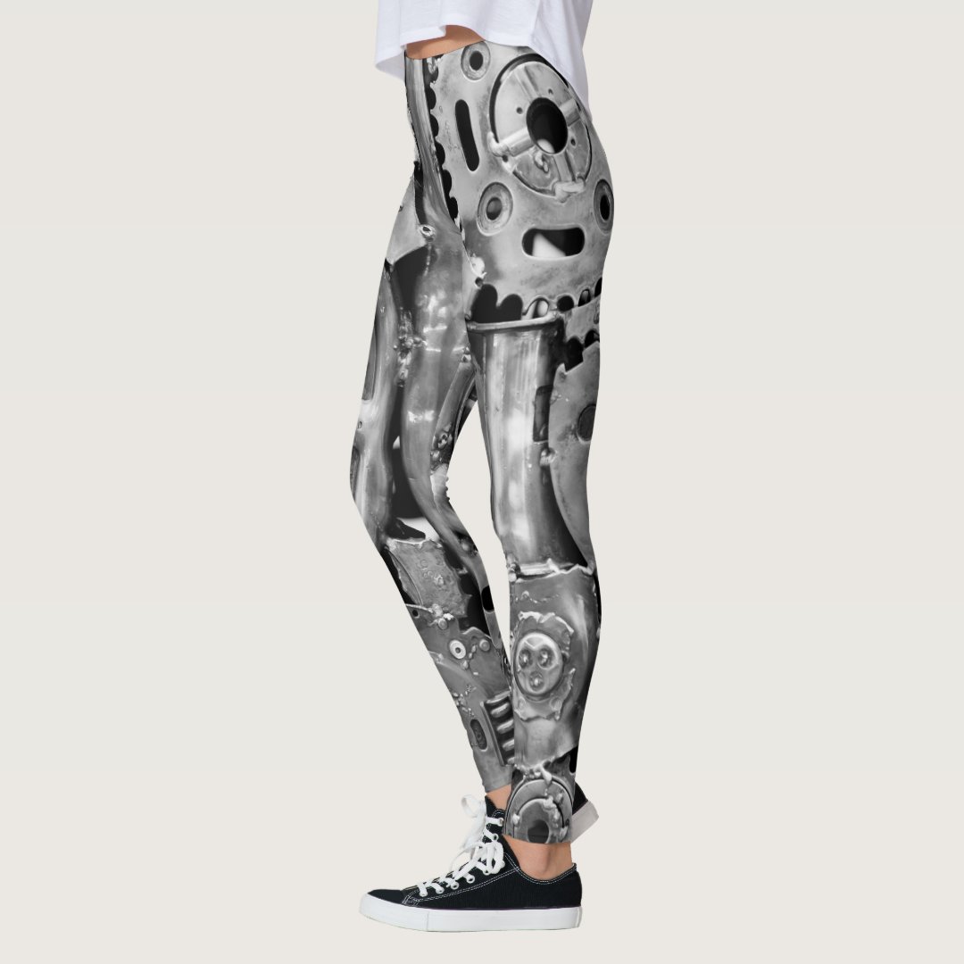 Metal parts bionic woman legs leggings | Zazzle