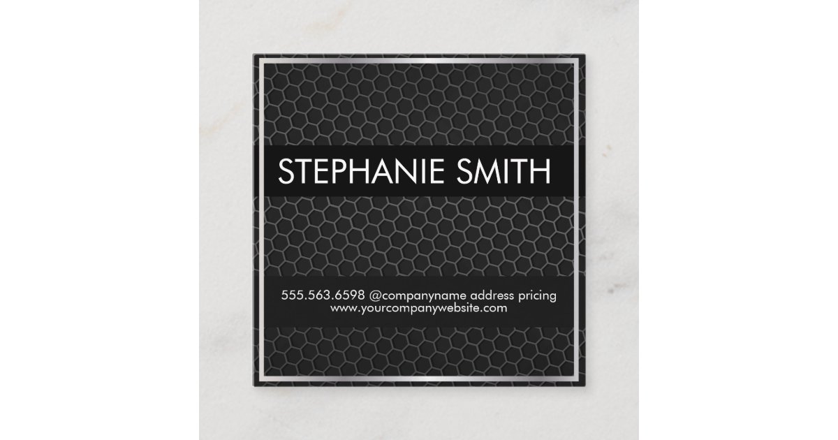 Metal Pattern Silver Border Square Business Card | Zazzle