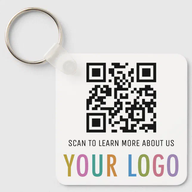 Metal QR Code Keychain Custom Business Logo Square | Zazzle