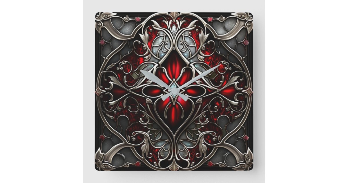 Metal Ruby Art Square Wall Clock | Zazzle