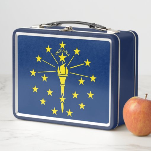 Metal Stainless Lunchbox with flag of Indiana | Zazzle