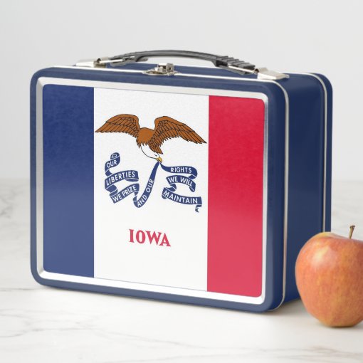 Metal Stainless Lunchbox with flag of Iowa | Zazzle