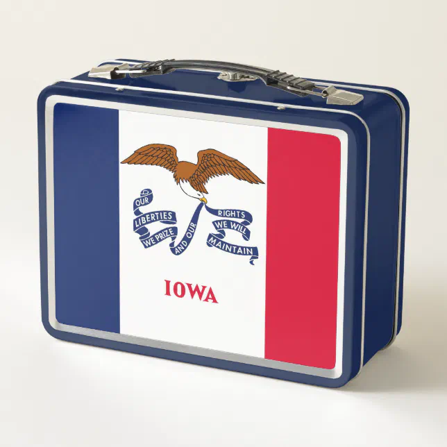 Metal Stainless Lunchbox with flag of Iowa | Zazzle