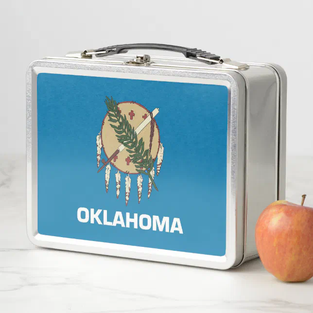Metal Stainless Lunchbox with flag of Oklahoma | Zazzle